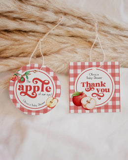 Apple themed party Favor Tags Sticker, Apple of our eye thank you tag ...
