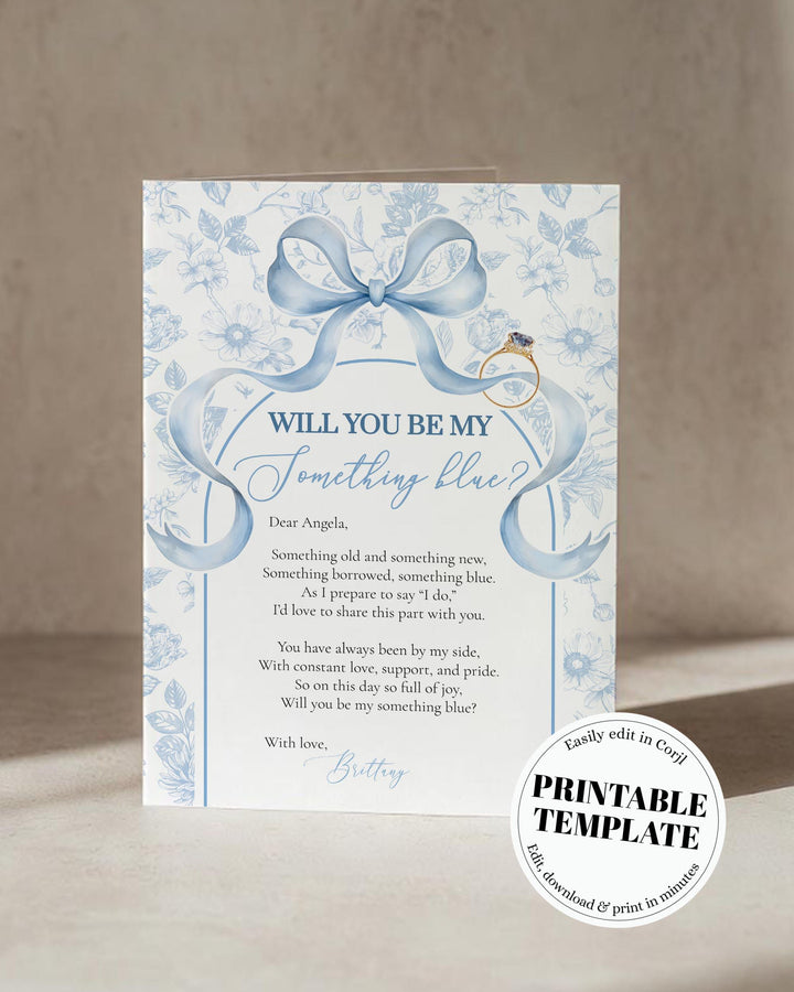 Old New Borrowed Blue Proposal Template, Something Blue Card, Digital ...