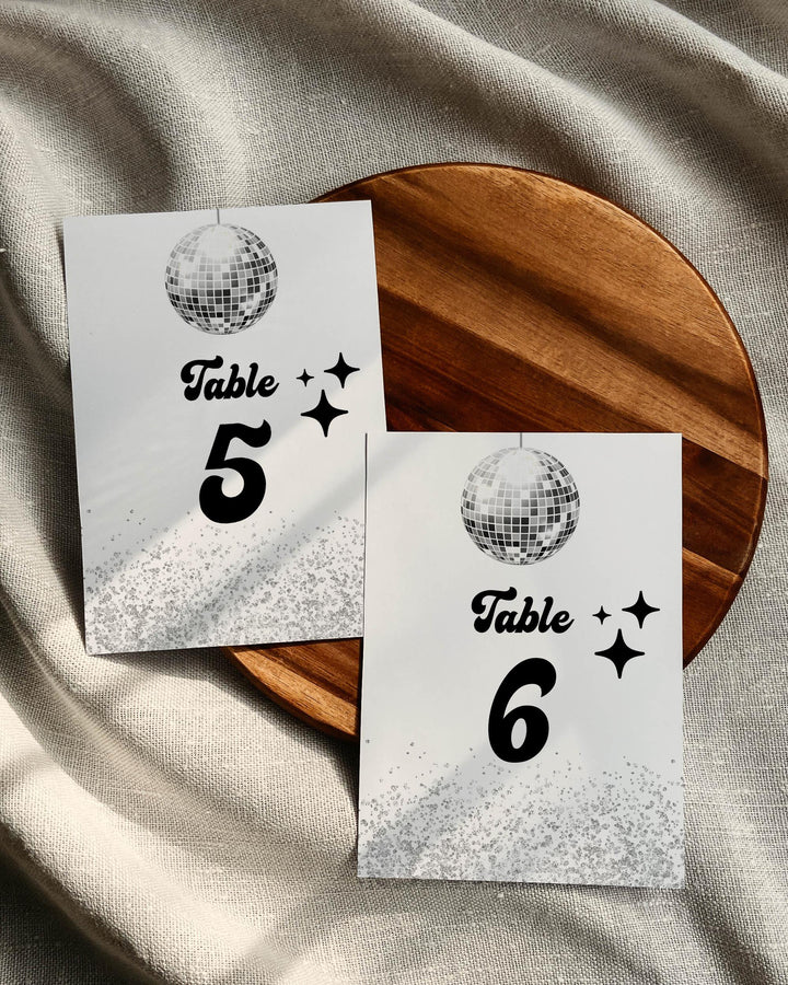 Lets Disco Table Numbers, Groovy 70s Disco Ball Wedding Reception ...