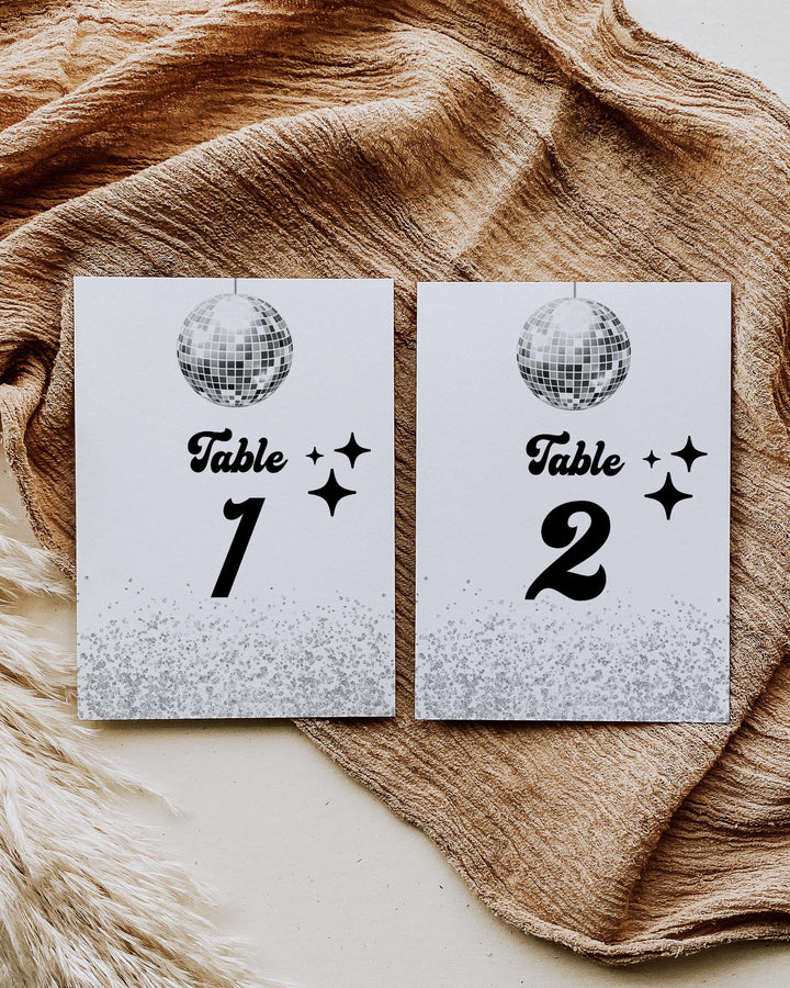 Lets Disco Table Numbers, Groovy 70s Disco Ball Wedding Reception ...